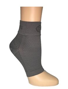  mmhg compression foot sleeves for men & women (1 pair) - best plantar fasciitis sleeve for plantar fasciitis pain relief, heel pain, sports, travel, and everyday use with arch support (grey, large)