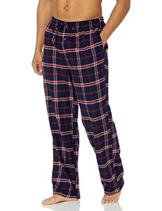 amazon essentials men's flannel pajama pant (available in big & tall), navy/red, plaid, large