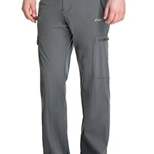 clothin Men's Elastic-Waist Travel Pant Stretchy Lightweight Pant Multi-Pockets Quick Dry Breathable(Grey L-32)