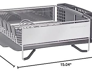 KitchenAid Compact Stainless Steel Dish Rack, Satin Gray, 15-Inch-by-13.25-Inch -