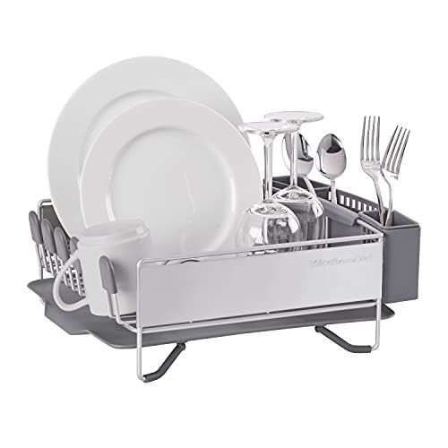 KitchenAid Compact Stainless Steel Dish Rack, Satin Gray, 15-Inch-by-13.25-Inch -