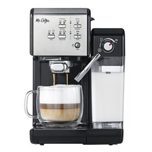 mr. coffee espresso and cappuccino machine, programmable coffee maker with automatic milk frother and 19-bar pump, stainless steel