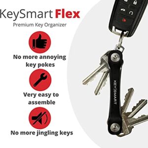 KeySmart Flex - Compact Key Holder and Keychain Organizer (up to 8 Keys, Black)