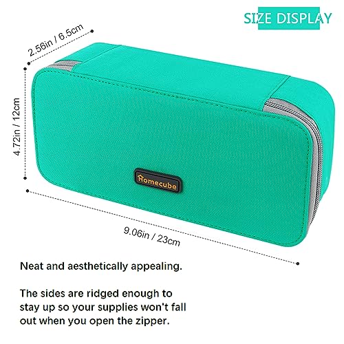 Homecube Capacious Pencil Pen Case Large Storage Bag Pouch Holder Box Desk Organizer with Zipper Big Stationery Case for School & Office Supplies - Green