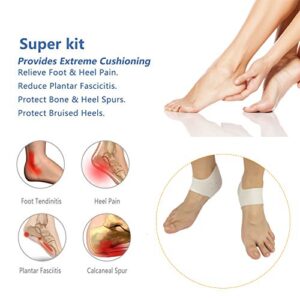 Heel Cups, Plantar Fasciitis Inserts, Heel Pads Cushion (3 Pairs, FSA or HSA Eligible) Great for Heel Pain, Heal Dry Cracked Heels, Achilles Tendinitis, for Men & Women. (Gel Heel Cups)