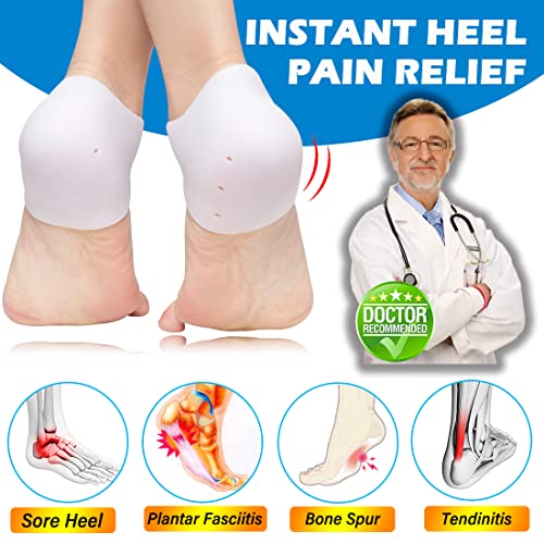 Heel Cups, Plantar Fasciitis Inserts, Heel Pads Cushion (3 Pairs, FSA or HSA Eligible) Great for Heel Pain, Heal Dry Cracked Heels, Achilles Tendinitis, for Men & Women. (Gel Heel Cups)