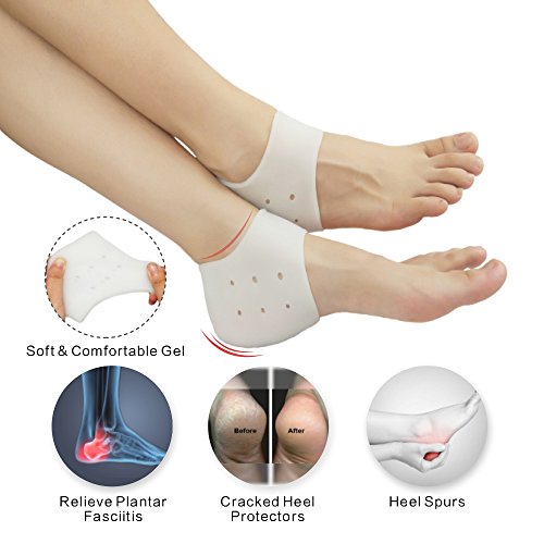 Heel Cups, Plantar Fasciitis Inserts, Heel Pads Cushion (3 Pairs, FSA or HSA Eligible) Great for Heel Pain, Heal Dry Cracked Heels, Achilles Tendinitis, for Men & Women. (Gel Heel Cups)