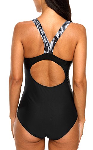 beautyin Tummy Control One Piece Swimsuit for Women Athletic Padded Swimwear L