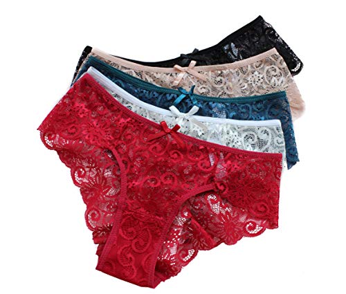 Wetopkim women daily underwear panties pack lace hipster lingerie thong pack of 5