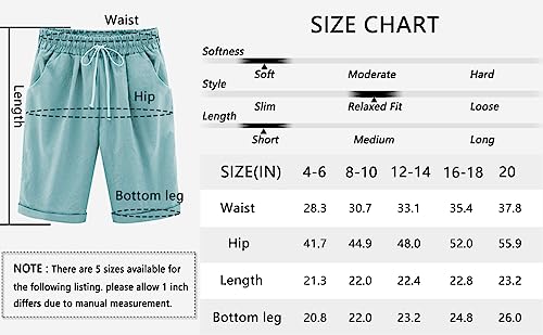 Vcansion Women's Drawstring Elastic Waist Shorts Plus Size Shorts Turquoise Asian 4XL/US 12-14