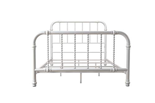 DHP Jenny Lind Kids Metal Bed Frame with Country Chic Headboard and Footboard, Underbed Storage Space for Toys, Twin, White