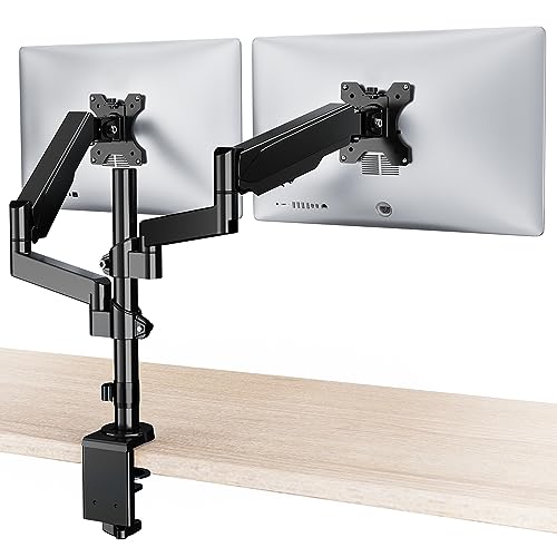 WALI Dual Monitor Mount, Adjustable Gas Spring Arms Mount for 2 Monitors up to 32 inch, 17.6lbs Weight Capacity, Fully Adjustable for Home Office (GSDM002), Black