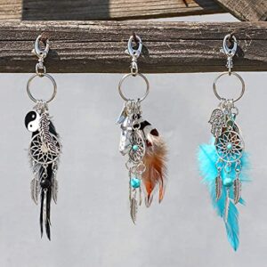 Artilady Boho Keychains For Women Keyrings - Cute Bag Charm For Backpack, Birthday Gifts for women, girls, kids (feather black)