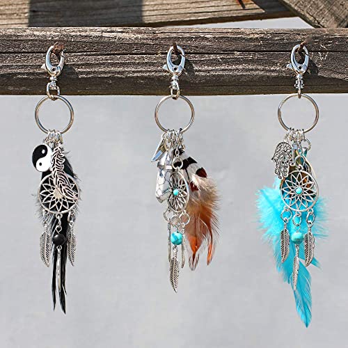 Artilady Boho Keychains For Women Keyrings - Cute Bag Charm For Backpack, Birthday Gifts for women, girls, kids (feather black)