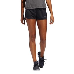 adidas women's training 3 stripe knit shorts,black/white, medium