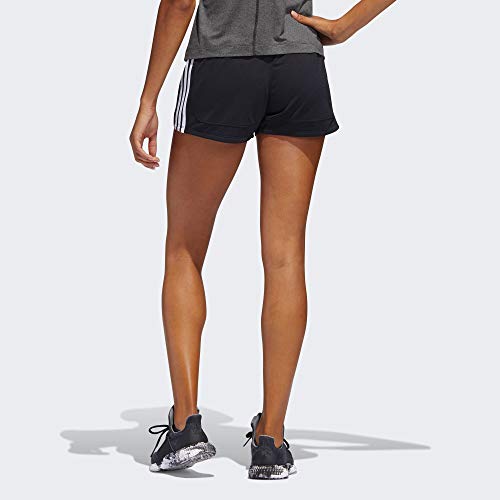 adidas Women's Training 3 Stripe Knit Shorts,Black/White, Medium