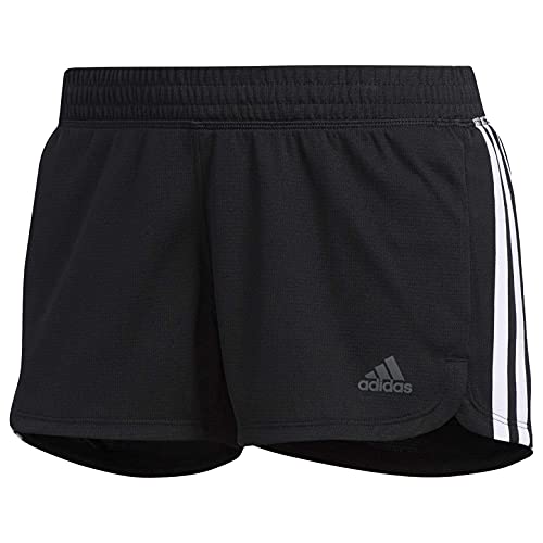 adidas Women's Training 3 Stripe Knit Shorts,Black/White, Medium