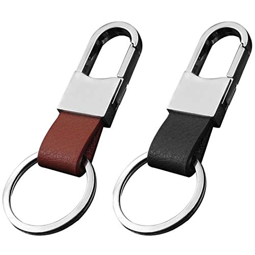 EXKOKORO Premium Soft Car Leather Keychain Key Holder, Key Organizer For Men Women(2-PACK)