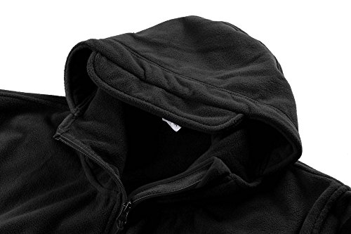 CRYSULLY Men's Fall Winter Coat Safari Jacket Fleece Hiking Travelling Fatigue Outdoors Snow Jacket Coat Black