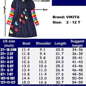 VIKITA Little Girls Dresses Winter Girl Clothes Long Sleeve Navy Dress Xmas Gift for Kids 2-8 Years LH5805, 7T