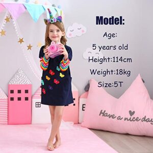 VIKITA Little Girls Dresses Winter Girl Clothes Long Sleeve Navy Dress Xmas Gift for Kids 2-8 Years LH5805, 7T