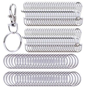 livder metal swivel lanyard snap hooks and split key rings chain hook keychain, 100 pieces