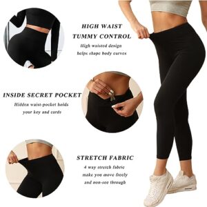 KT Buttery Soft Leggings for Women - High Waisted Leggings Pants with Pockets - Reg & Plus Size (Black,Tween)