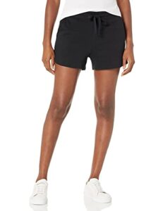 amazon essentials women's french terry fleece short, black, x-large