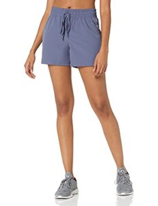 amazon essentials women's studio woven stretch short, blue nightshadow, large