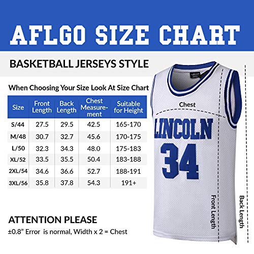 AFLGO Jesus Shuttlesworth #34 Lincoln High School Stitched Basketball Jersey (Small, White)