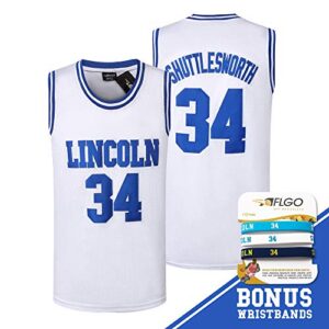 AFLGO Jesus Shuttlesworth #34 Lincoln High School Stitched Basketball Jersey (Small, White)