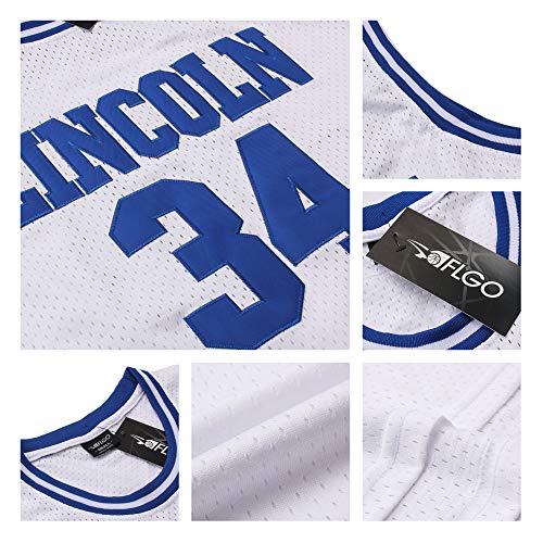 AFLGO Jesus Shuttlesworth #34 Lincoln High School Stitched Basketball Jersey (Small, White)