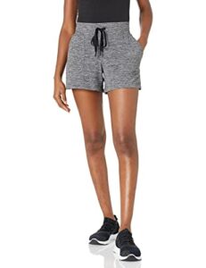 amazon essentials women's brushed tech stretch short (available in plus size), dark grey space dye, medium