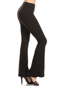 leggings depot womens flared casual, work, lounge solid palazzo pants, black-large