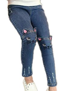 sitmptol girls stretchy jeans kids ripped denim trousers jeggings age 4-13 years blue 140