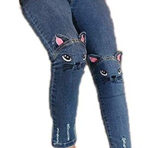 Sitmptol Girls Stretchy Jeans Kids Ripped Denim Trousers Jeggings Age 4-13 Years Blue 140