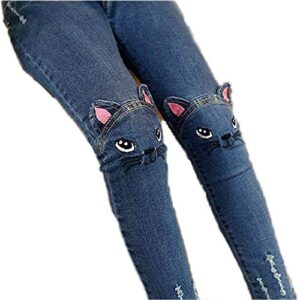 Sitmptol Girls Stretchy Jeans Kids Ripped Denim Trousers Jeggings Age 4-13 Years Blue 140