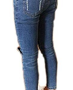 Sitmptol Girls Stretchy Jeans Kids Ripped Denim Trousers Jeggings Age 4-13 Years Blue 140