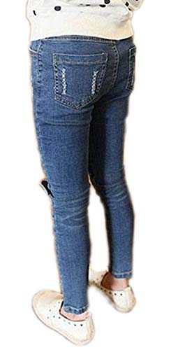 Sitmptol Girls Stretchy Jeans Kids Ripped Denim Trousers Jeggings Age 4-13 Years Blue 140