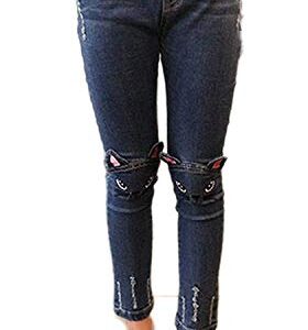 Sitmptol Girls Stretchy Jeans Kids Ripped Denim Trousers Jeggings Age 4-13 Years Blue 140