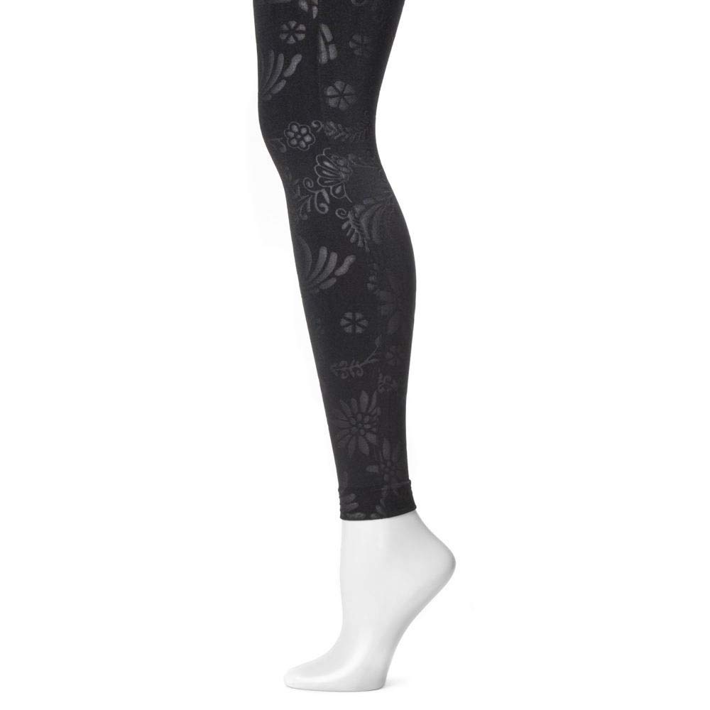 MUK LUKS womens Women's 1-pair Embossed Leggings Hosiery, Black, X-Large-XX-Large US