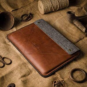 Genuine Italian Leather Case/Sleeve for MacBook Pro 13/14 / 15/16 inch 100% Wool Felt handmade unique vintage laptop cover Top Quality Secure MB Air 13 M1 M2 bag Engraved Gift, Crazy Horse Craft