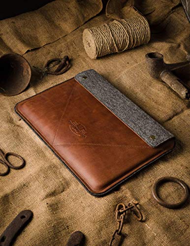 Genuine Italian Leather Case/Sleeve for MacBook Pro 13/14 / 15/16 inch 100% Wool Felt handmade unique vintage laptop cover Top Quality Secure MB Air 13 M1 M2 bag Engraved Gift, Crazy Horse Craft