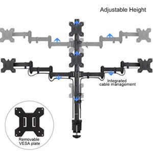 suptek Quad LED LCD Monitor Stand up Desk Mount Extra Tall 31.5 inch Pole Heavy Duty Fully Adjustable Stand for 4 (3+1) / Four Screens up to 27 inch (MD6864)