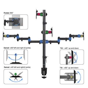 suptek Quad LED LCD Monitor Stand up Desk Mount Extra Tall 31.5 inch Pole Heavy Duty Fully Adjustable Stand for 4 (3+1) / Four Screens up to 27 inch (MD6864)