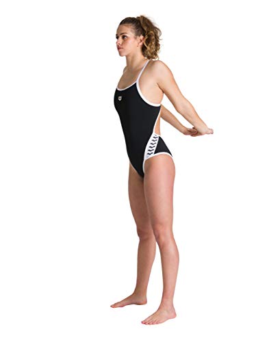 Arena womens Team Stripe Superfly Back Maxlife One piece swimsuits, Team Stripe Black, 34 US