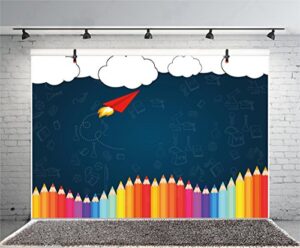 leyiyi 8x6ft welcome back to school photography background old classroom chalk board blackboard colored pens back season grunge gaffiti paper plane backdrop students photo portrait vinyl studio prop