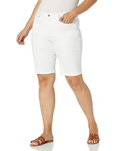 nydj womens plus size briella jean with roll cuffs | slimming & flattering fit shorts, optic white, 18 us