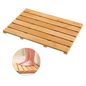 bath mat for luxury shower - non-slip bamboo sturdy water proof bathroom carpet for indoor or outdoor use