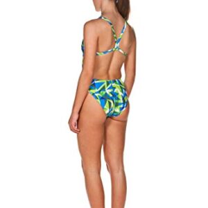 Arena Women's Standard Shattered Glass Challenge Back One Piece Swimsuit, Green/Blue, 26